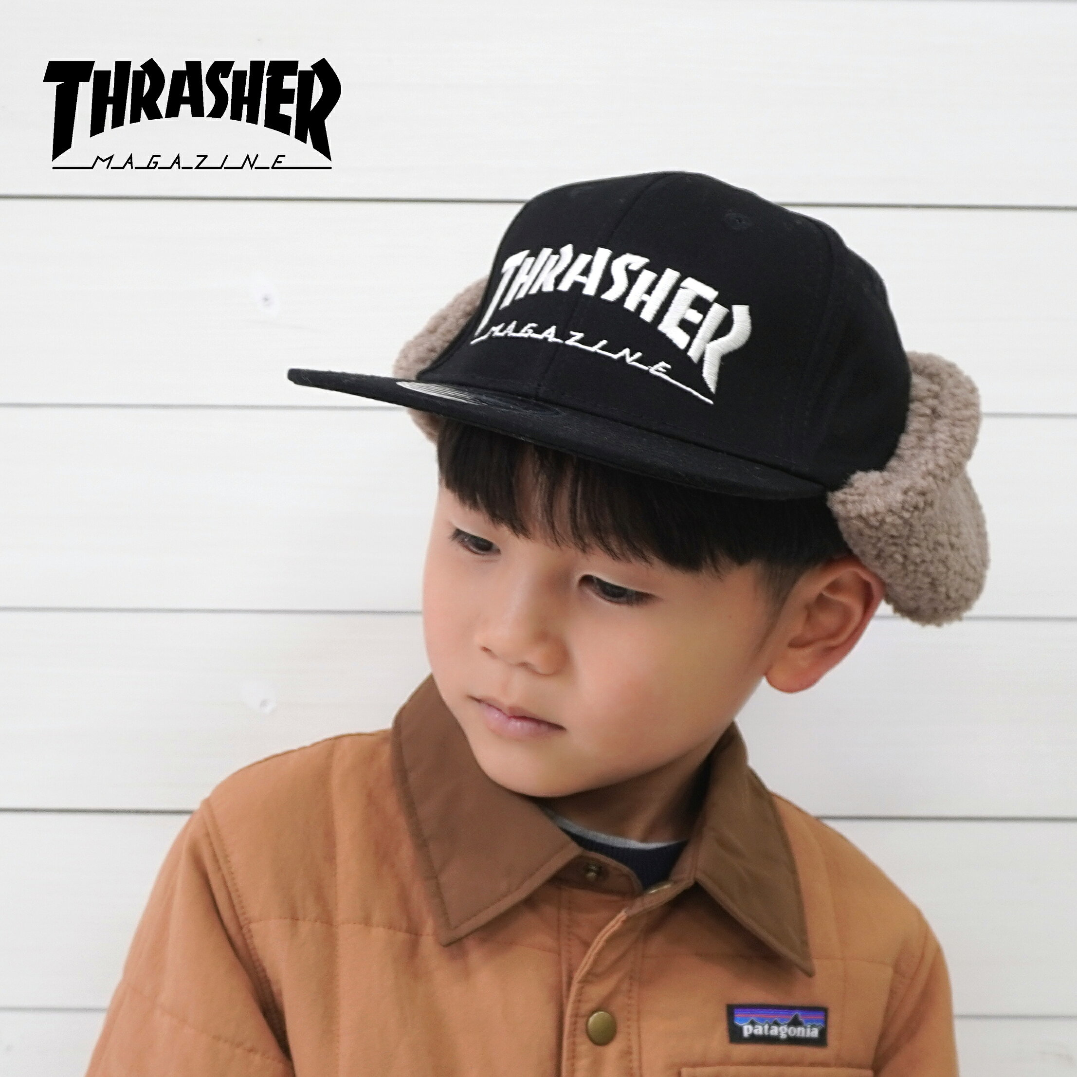 ネコポス可 タイプ 【キーワード】THRASHER スラッシャー キッズ フライトキャップ 耳あて付き 冬帽子 MAG LOGO 子供 帽子 男の子 女の子 防寒 秋 冬 秋冬 雪遊び 耳あて 通学 小学生 ギフト プレゼント 入学 お祝い...