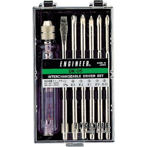 ●電線における、電流の有無確認作業に適しています。●セット内容：グリップ、[[-]]5.5、[[+]]No.00、No.0、No.1、No.2、No.3●セット内容(本)：7●ケース寸法(mm)：81×145×29●低圧検電グリップ付(AC...