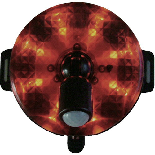 ●赤色LED8個（点滅／回転）　アラーム音量70dB〜80dB／1m（音量ボタン付）●外形寸法：Φ100×30mm ※突起部（センサー部）除く●保護等級：IP44●車や動物の動きも感知します（感知範囲5mまで）●方向可変センサー搭載でセンサ...