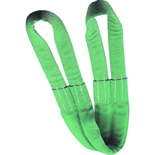 ●1t用●表面布カラー：緑●使用温度：100度以下●最大使用荷重：1t(ストレート吊り時)●両端アイ形●平形で製品に優しくフィットする柔らかなスリングです。●スリング幅が広く吊り荷に対する接触面積が広いため安定した作業が可能です。●内芯がベ...