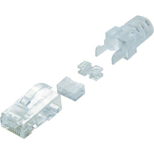 ●単線、より線対応の高性能RJ45プラグです。●ラッチ部折れ防止ため、アーチ型形状を採用しています。●部品数が少なく、良好な施工が可能です。●LANケーブルのプラグ加工に。●種類：カテゴリ6●適合ケーブル：UTPケーブル(AWG24)の単線...