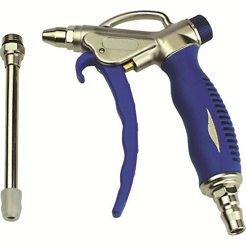 ●エアブロー用●最高使用圧力：210PSi(1.4MPa)●ダイヤルレギュレーター付きのエアーガンで通常のエアーガンより吹き出し口が太く大流量のため、幅広い用途で使用できます。●ロングノズル付です。●エアーによるホコリ、水分、油、鉄粉等の除...
