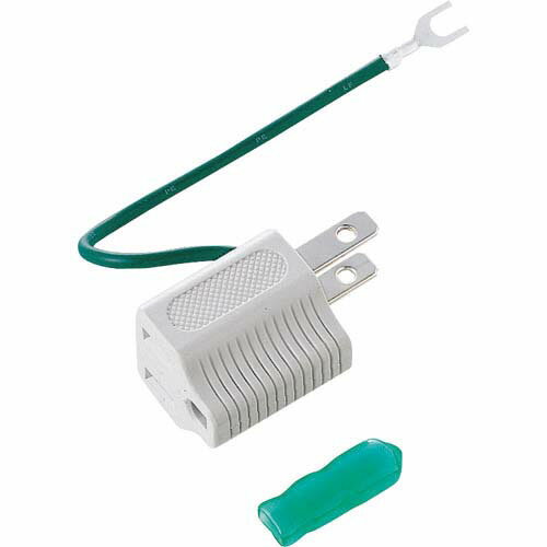 ●定格容量：15A・125V(1500Wまで)●アースコード付●サイズ(mm)：W24.5*D30*H26●3Pプラグを2Pに変換、アース付です。●3Pプラグに差し込むだけで、ご家庭の2Pコンセントで使用できます。●アースコード端子絶縁保護...
