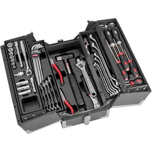 ●自動車整備向けに、欠かせない工具を厳選した工具セットです。●天面フラットV形3段式メタルケース、全段プラスチックトレー付きです。●リニューアルに伴い、パッケージ・内容等予告なく変更する場合がございます。予めご了承ください。広告文責：楽天グ...