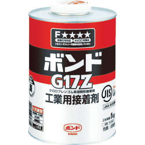 ●初期接着力が強いため、仮止めなしで接着できます。●JIS F ☆☆☆☆規格品です。●日本接着剤工業会 JAIA 4VOC基準適合品です。●速乾型。●ゴム・皮革・木・布・コンクリート・スレートなどの軟硬質材の接着。●色：淡黄色●容量(kg)...