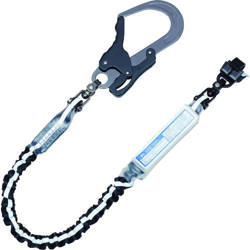 ●厚生労働省「墜落制止用器具の規格」適合品●JIS T8165：2018 墜落制止用器具 適合●一本吊り専用●ランヤード種別：タイプ1●第1種ショックアブソーバ付き伸縮式じゃばらランヤードです。●構造物側に剣アルミフック自在環付きを採用して...