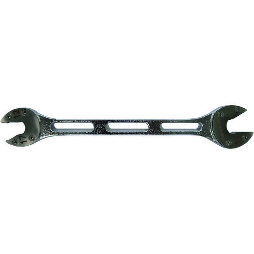 ●加え部厚み：8mm●トルクレンチ受け側専用スパナです。●ルームエアコン(1／4、3／8用)室内機側ユニオン部(オスネジ側)の六角固定用レンチです。●トルクレンチの2丁掛けに最適です。●1本で4サイズ(12、14、17、21mm)の固定が可...