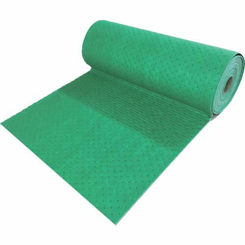 ●ロールタイプ●厚さ：3mm●両面粘着のフィルム付なので、滑らず、足元の安全を確保します。●フィルムをはがした後、糊残りがありません。●フィルム部分はシミ抜けしません。●自重の10倍以上の油を吸収します。●目立つカラーは通路の識別に役立ちま...