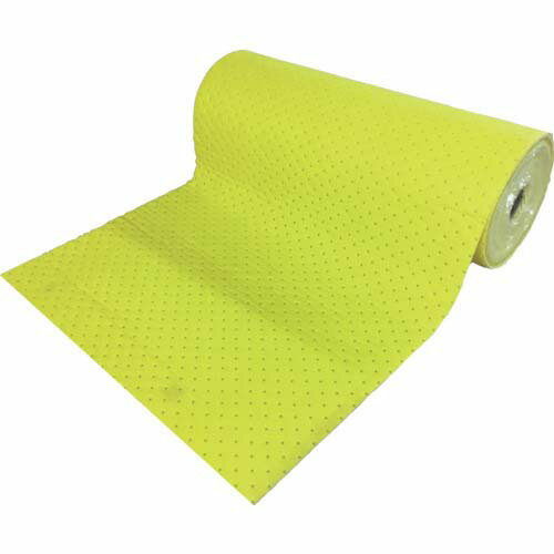 ●ロールタイプ●厚さ：3mm●両面粘着のフィルム付なので、滑らず、足元の安全を確保します。●フィルムをはがした後、糊残りがありません。●フィルム部分はシミ抜けしません。●自重の10倍以上の油を吸収します。●目立つカラーは通路の識別に役立ちま...
