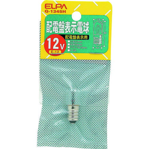 ●電圧：12V●消費電力：1.8W●約1000時間●全長：33mm●バルブ径：13mm●口金：E12●カラー：クリア●配電盤表示用です。●配電盤、関連装置などの信号用や表示灯として使用する電球です。リニューアルに伴い、パッケージ・内容等予告...