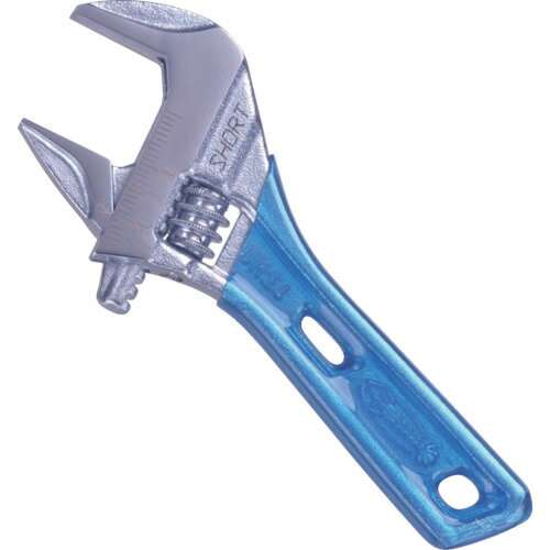 ●ショートタイプのエビ印ハイブリッドモンキレンチです。●軽く、薄く、口開きワイドでスケルトングリップです。●ポケットにもすっぽり入る、手のひらサイズです。●込み入った狭い空間での作業に最適です。●目盛付です。●色：ブルー●全長(mm)：11...