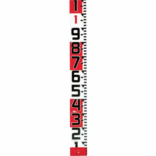 ●テープ表面：タテ目盛、裏面：ヨコ目盛数字付 1mアカシロ●JIS1級●180度回転金具●芯材のガラスクロスは高密度織なので、引っ張りや裂けに強いです。●写真写りの良い目盛仕様です。●つや消しのテープ表面により乱反射しません。●記録写真用に...