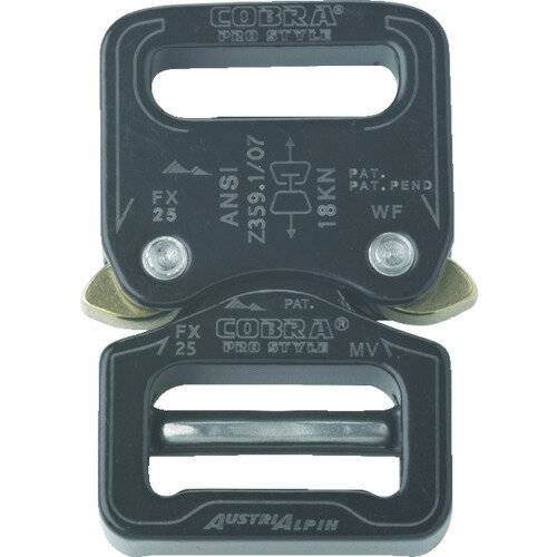 ●プロスペックの強力なバックルです。●ワンタッチでロックでき、ワンタッチで解除できます。●過酷な環境下でも性能を発揮できます。●ハーネスなどの締め付け用。●色：ブラック●適合ベルト幅(mm)：25●オス形状：自在●メス形状：固定●ANSI ...