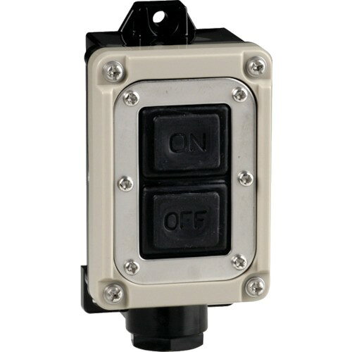 ●定格：AC250V-5A●端子ねじM3.5●電磁開閉器操作用の押ボタンスイッチです。●防雨形タイプです。●保護構造IP65(JISC0920)です。●電気用品安全法適合品です。●電磁開閉器操作用の押ボタンスイッチON、OFF。リニューアル...