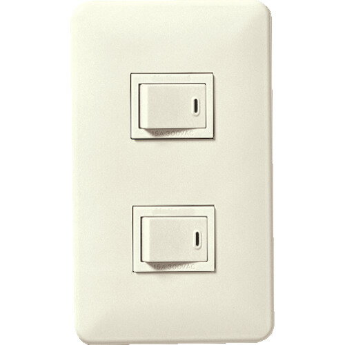 ●片切タイプの埋込ダブルスイッチBです。●スイッチ数：2●定格：15A 300V●幅(mm)：70●長さ(mm)：120●厚さ(mm)：32.5●色：ミルキーホワイト●モダンプレート付リニューアルに伴い、パッケージ・内容等予告なく変更する場...