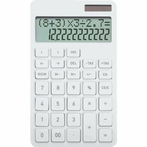 ●ソーラー+アルカリボタン電池(LR1130*1個)●打ち込んだ計算式が表示される電卓です。●かっこを使った計算も出来ます。リニューアルに伴い、パッケージ・内容等予告なく変更する場合がございます。予めご了承ください。広告文責：楽天グループ株...