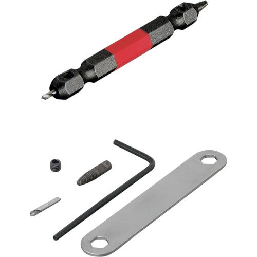 ●電動ドライバーを使ってビット1本で穴あけと抜き取りができます。●先端部は交換可能です。(M6〜M8ねじ対応ビットはドリル部のみ交換可)●脱着不能な、なめたねじ(焼き入れなし)を取り外すことができます。●なめたプラス穴のネジの取り外しに。●...