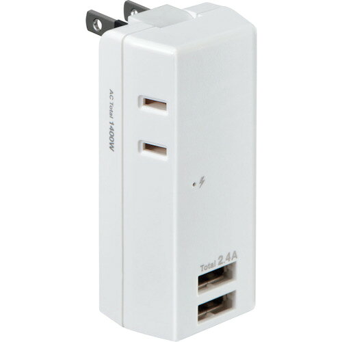 ●AC差込口定格：AC100V14A●使用温度範囲：-10〜40度●収納プラグ●AC差込口合計1400Wまで●屋内専用●USBポート●定格：DC5V最大2.4A(2ポート合計)●コネクタ形状：USBAタイプ(メス)●ポート数：2ポート●2ポ...