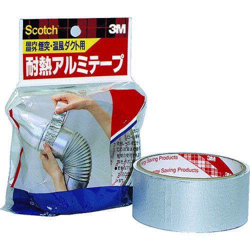●180度方向剥離力：4.7N／10mm●使用温度範囲：-54度〜316度●厚いアルミ箔に熱に強い粘着剤を塗布した耐熱テープです。●石油ストーブや風呂の煙突・温風ダクトなどの補修・補強用に。リニューアルに伴い、パッケージ・内容等予告なく変更...