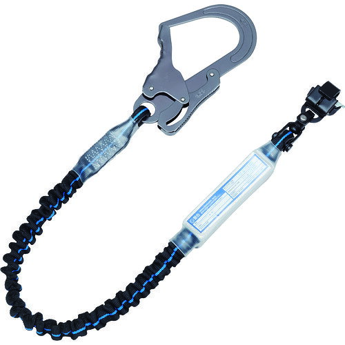 ●厚生労働省「墜落制止用器具の規格」適合品●JIS T8165：2018 墜落制止用器具 適合●一本吊り専用●ランヤード種別：タイプ1●第1種ショックアブソーバ付き伸縮式じゃばらランヤードです。●構造物側に剣スチールフックを採用しています。...