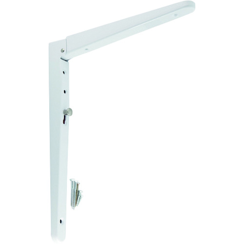 ●粉体焼付塗装／ホワイト、耐荷重200N(20.4kgf)●不要な時は折りたためる、便利なブラケットです。●十字穴付丸皿木ねじ●棚受使用時は、操作レバーを必ずロックしてください。●折りたたみ操作は常に棚板を持ちながら行ってください。●操作し...