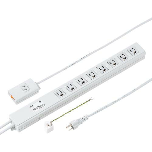 ●定格容量：15A・125V(1500Wまで)●プラグ仕様：3P(3P-2P変換アダプタ付)●差込口：抜け止め、3P・8個口●電源コード長さ(m)：2●スイッチコード(m)：1.5●本体サイズ(mm)：W504*D54*H40●ピッチ(mm...