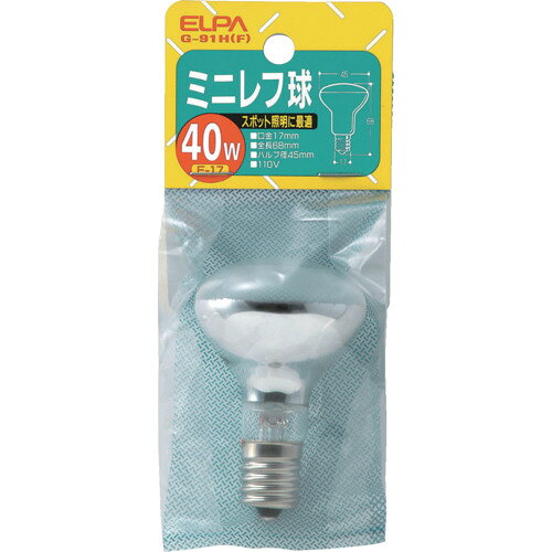 ●定格：電圧110V・消費電力40W●本体サイズ：バルブ径：45mm●入数：1個●色：フロスト●ミニレフ球です。●室内装飾照明、店舗ディスプレイなどに適しています。●小型タイプの反射形電球。スポットライトやスタンド、ディスプレイに適していま...