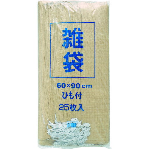 ●作業現場での整理整頓に御使用いただけます。●しぼりロープ付です。●廃材・ゴミ入れ用袋。●色：ベージュ●縦(mm)：900●横(mm)：600●厚さ(mm)：-●梱包入数：8組(1組25枚)●袋本体：ポリプロピレン(PP)●火のそばでの使用...