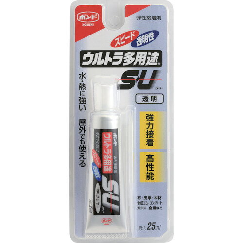●硬化時間(23度)：4分●チューブタイプ●超速硬化・強力・耐久性に優れています。●無溶剤タイプです。●日本接着剤工業会 JAIA 4VOC基準適合品です。●(シリル化ウレタン樹脂)を採用し、固着スピードと透明性を飛躍的に向上させました。リ...