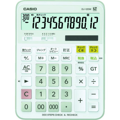 ●000キー搭載●ソーラー+内蔵電池●チェック検算電卓12桁です。●税計算機能、早打ちに対応しています。●2種類のチェック機能を搭載しており、売上集計や家計簿付けに便利です。●デスクタイプのチェック検算電卓●ソーラー／電池(LR44x1)2...