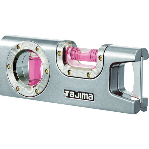 ●磁石付携帯型アルミ製水平器です。●パイプにしっかり固定できるV字溝測定面です。●大型通し孔付です。●暗所でも読める蓄光プレートを採用しています。●磁束密度約330ミリテスラ(mT)の強力ネオジ磁石を搭載しています。●水平、垂直の測定に。●...