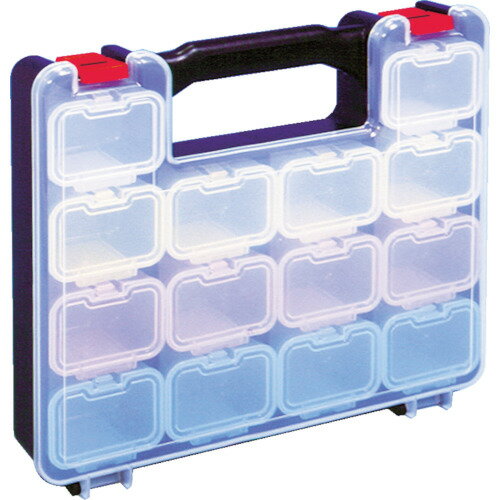 ●工具もパーツも自由自在に収納・整理・携帯できます。●透明小箱は外箱ケース底部仕切りで固定され動きません。●フタが不用意に開かないロック付です。●手に馴染むグリップ形状です。●スケルトンミニ小箱(14個)付です。●外寸(mm)間口×奥行×高...