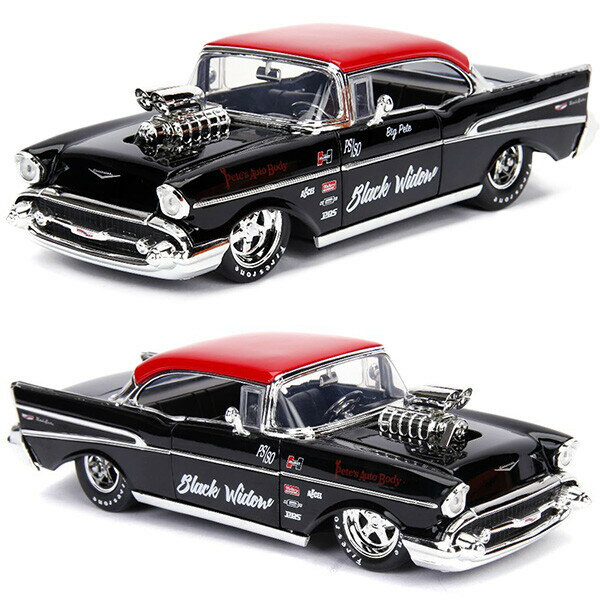 商品情報サイズパッケージ : W250/D120/H120mm生産地中国素材ダイキャストメタル製造メーカーJADA TOYS社製【JADATOYS 】【ジャダトイズ】【ミニカー】1:24 BTM 1957 Chevy Bel Air　ベルエ...