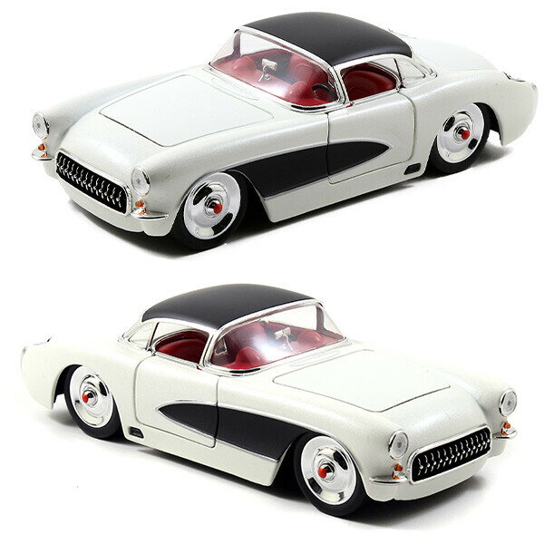 商品情報サイズパッケージ : W250/D120/H120mm生産地中国素材ダイキャストメタル製造メーカーJADA TOYS社製JADATOYS 1:24 BTM 1957 Chevy Corvette ミニカー コルベット BIGTIME...