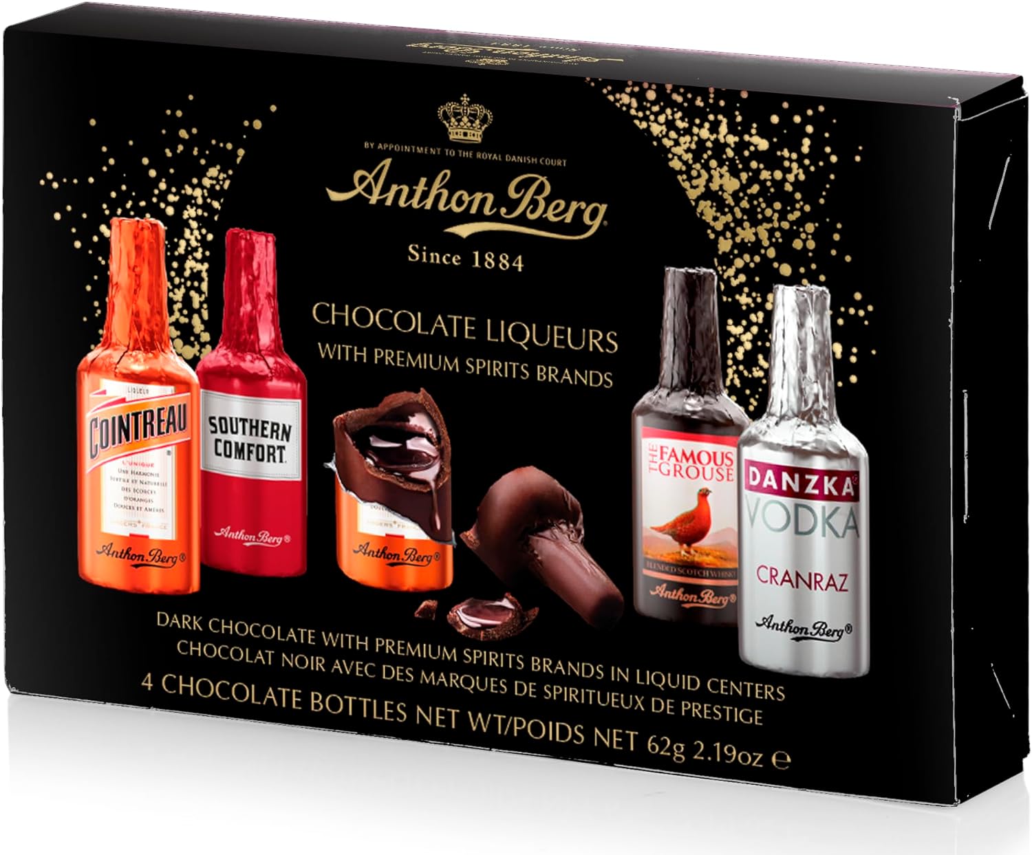 世界各国の銘酒をそのまま閉じ込めた、デンマーク発の上質なリカーチョコレート「アンソンバーグ リカーアソート」。デンマーク王室御用達の称号を持つ由緒あるブランドが手がける、こだわりの一品です。本商品は、チョコレートの中にリキュールをたっぷり封...