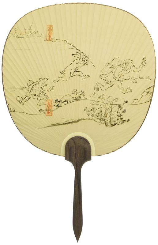 塩見団扇日本製(MADE IN JAPAN) うちわ 鳥獣戯画 猿追い 222124cm×37cmサイズ:約24×0.7×37cm材質:和紙・竹骨・杉柄原産国:日本