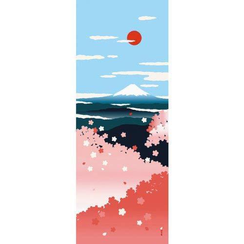 濱文様 絵てぬぐい 早咲き桜と富士山素材：綿100%サイズ：34cm×90cm濱文様のてぬぐいは、横浜伝統の型染め手法である「捺染(なっせん)」で染め上げていますタペストリーや壁にかけてインテリアとしてもご利用くださいてぬぐいの両端は従前ど...