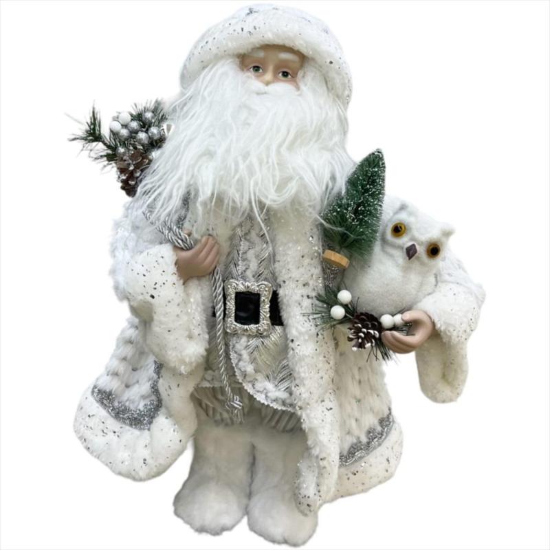 クリスマス 【 サンタクロース ホワイト 46cm 】 サンタ 人形 ドール 飾り 15802SAサイズ：約26×20×高さ46(cm)材質：ポリエステル・プラスティック生産国：中国ホワイトクリスマスにピッタリなシルバー＆ホワイトコーデのサ...