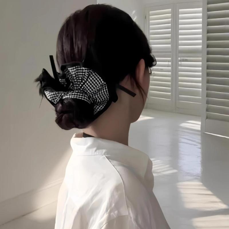 ・カテゴリ: ヘアゴム・主な素材: 布・装飾: 蝶結・カラー展開: ブラック、ホワイト・スタイル: 田園風・タイプ: 高弾力・テイスト: 清新スイート