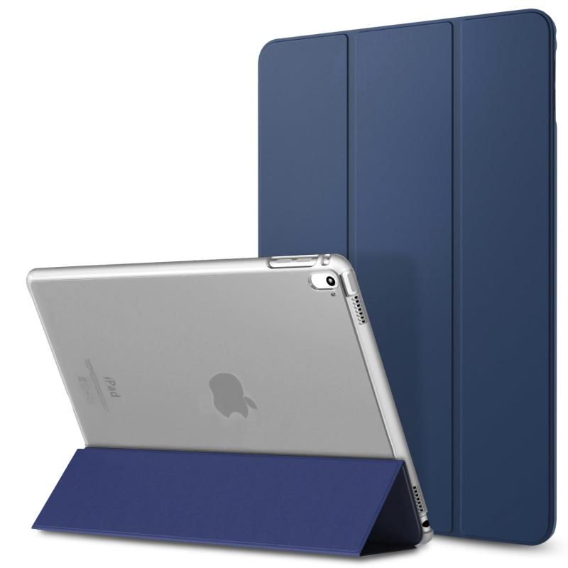 Dadanism iPad Pro 9.7インチ 2016専用 対応モデル:A1673 / A1674 / A1675 半透明PCバックケース 3つ折りスタンド PUレザー オートスリープ機能付き 手帳型全保護ケース