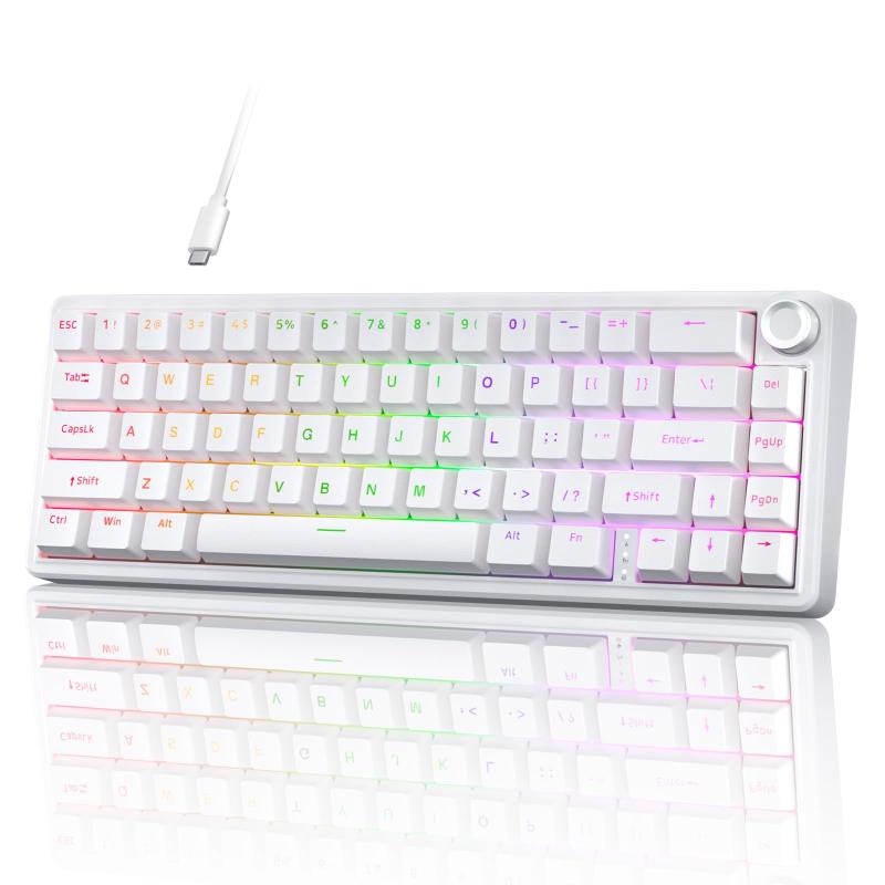 TMKB T68E 60% 有線 ゲーミング メカニカルキーボード RGB バックライト ホットスワップ ガスケットマウント 滑らかな打ち心地 工場潤滑済