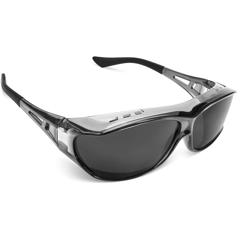 [TINHAO] 偏光 オーバーグラス オーバーサングラス 偏光サングラス メガネの上からかけられるオーバーグラス レンズ曲がる 偏光グラス UVカット 紫外線カット 反射・眩しい光防止 ドライブ 【偏光レンズ サングラス】：高品質な偏光レ...