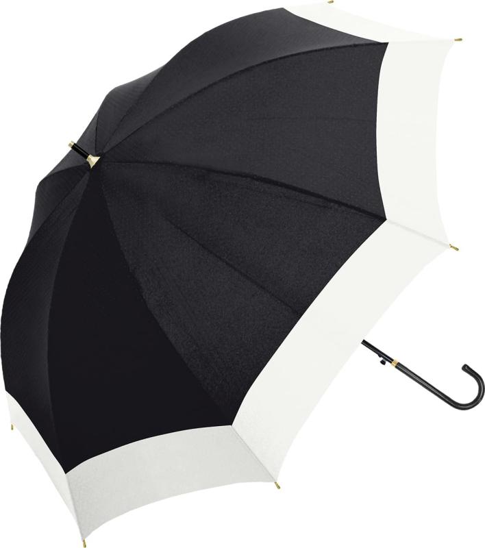 中谷 Natural Basic 晴雨兼用長傘 UVバイカラー ジャンプ 親骨サイズ：58cm ブラックコーティング加工