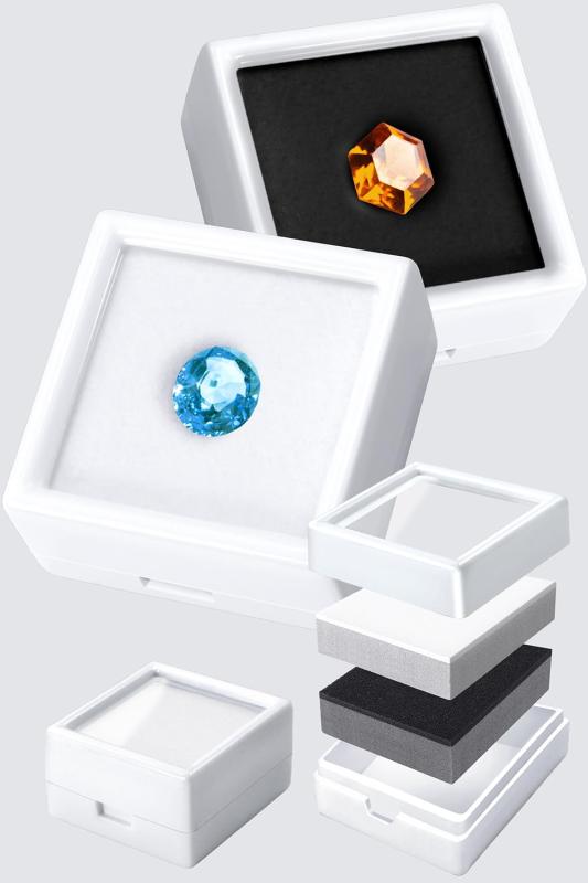 ETLIFE ルースケース 3cm 白【 白黒 2段クッション 】 プラケース 天然石 宝石箱 裸石 宝石 ルース 収納 ジュエリーケース ディスプレイケース 小物入れ 標本箱✅ 1,000人の要望を基に開発されたルースケースです。お試しな...