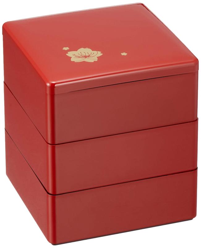 若泉漆器 3段重箱 4寸重 朱 桜花(内黒) H-155-76-Aサイズ:11.5×11.5×12.8cm本体重量:約249g素材:ABS樹脂生産国:日本