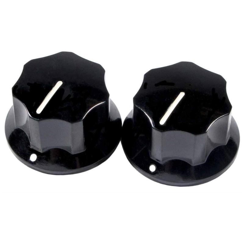 Fender パーツ Pure Vintage 1965 Jaguar® Skirted Knobs, (2), Blackトーンやボリューム用のスカートノブ2個セット(黒)ヴィンテージスタイルのJaguarギターに使用ヴィンテージ/モダン...