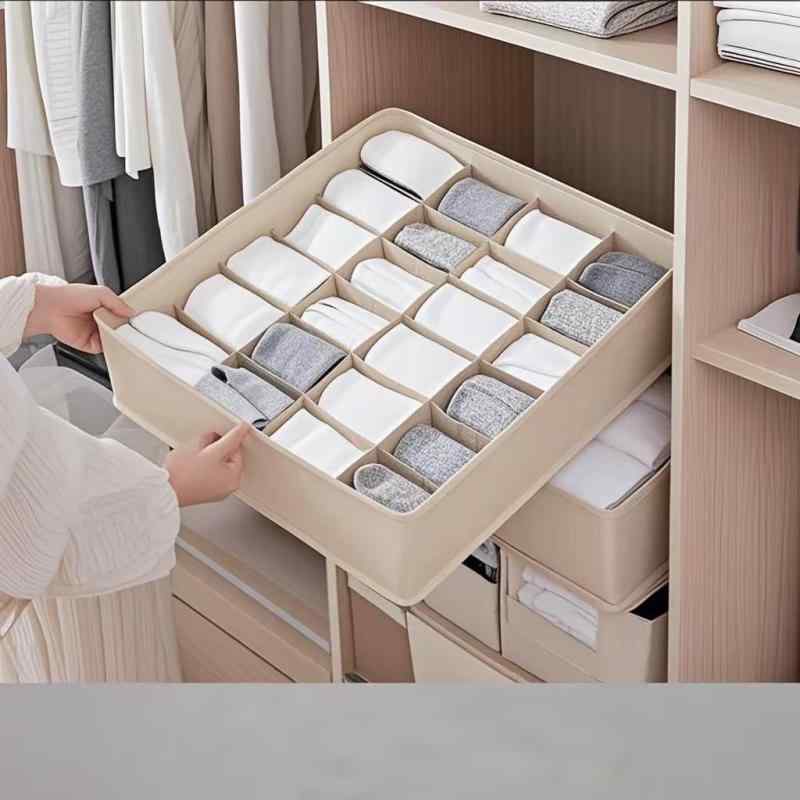 ・カテゴリ: 下着収納ボックス・スタイル: 日式・主な素材: 不織布、210D・機能: 仕切り・収納シーン: 寝室・対応アイテム: 下着、靴下、文具、スマホ、化粧品・仕切り数: 6、7、8、24・カラー展開: 米色、灰色・サイズ展開: 35...