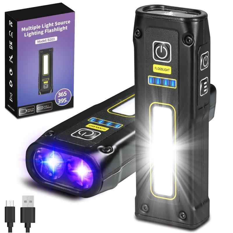 UV Flashlight 365 nm 395nm Blacklight, with Bright White Light, Red Light, and Emergency Light