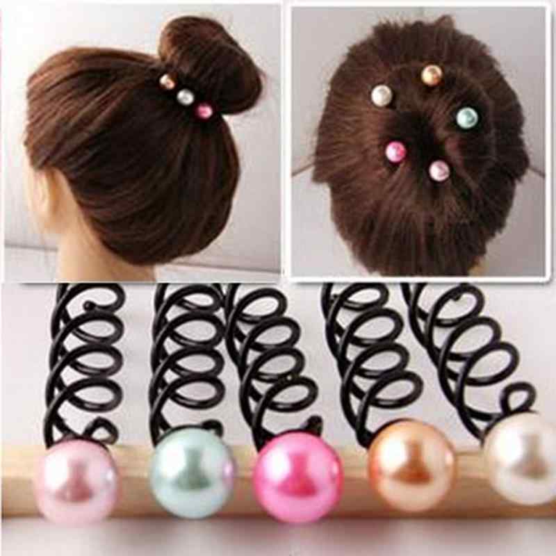 ・カテゴリ: ヘアアクセサリー・素材: 金属・スタイル: シンプル、ファッション通勤・デザイン: スパイラル、扭扭クリップ・カラー展開: 10mmパールスパイラルクリップ（ライトブルー）、10mmパールスパイラルクリップ（ライトピンク）、ト...