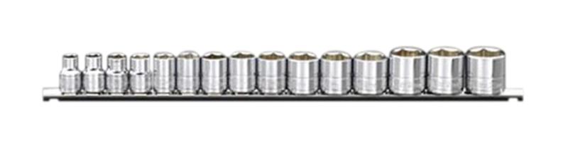 3/8"DR ソケットセット差込角:3/8"^全長:25/28.5mm^対辺(mm):8・9・10・11・12・13・14・15・16・17・18・19・20・21・22^入数:15個